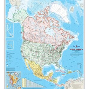 North America Wall Map - Atlas of Canada - 34" x 39" Laminated