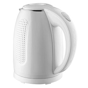 ovente portable electric kettle stainless steel instant hot water boiler heater 1.7 liter 1100w double wall insulated fast boiling with automatic shut off for coffee tea & cold drinks, white kd64w