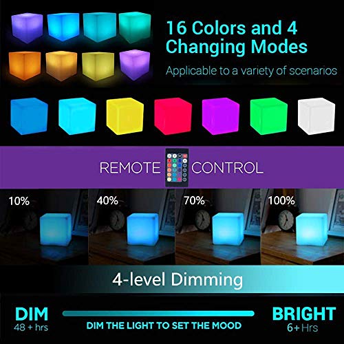 LOFTEK LED Light Cube:RGB 16 Colors Cool Cosmic Cube Lights with Remote Control, MCU Tesseract Mood Lamp, IP65 Waterproof and USB Charging Beside Desk Lamp, Perfect for Kids Nursery and Toys (4 inch)