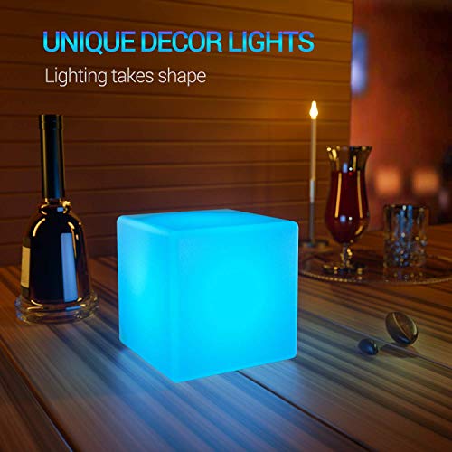 LOFTEK LED Light Cube:RGB 16 Colors Cool Cosmic Cube Lights with Remote Control, MCU Tesseract Mood Lamp, IP65 Waterproof and USB Charging Beside Desk Lamp, Perfect for Kids Nursery and Toys (4 inch)