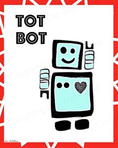 cute robot art print baby room robot nursery decor toddlers room art girls boys children's room decor