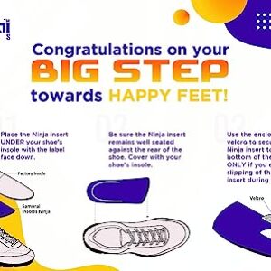 Samurai Insoles Ninjas Plantar Fasciitis Relief Arch Support Shoe Insoles, Women 12 to 12.5, Men 10 to 10.5, Purple