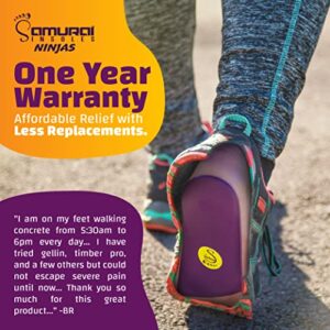 Samurai Insoles Ninjas Plantar Fasciitis Relief Arch Support Shoe Insoles, Women 12 to 12.5, Men 10 to 10.5, Purple