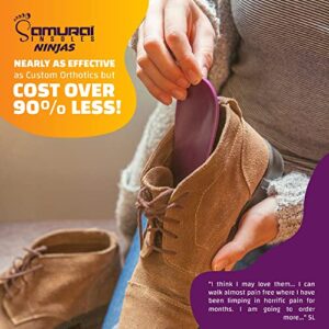 Samurai Insoles Ninjas Plantar Fasciitis Relief Arch Support Shoe Insoles, Women 12 to 12.5, Men 10 to 10.5, Purple