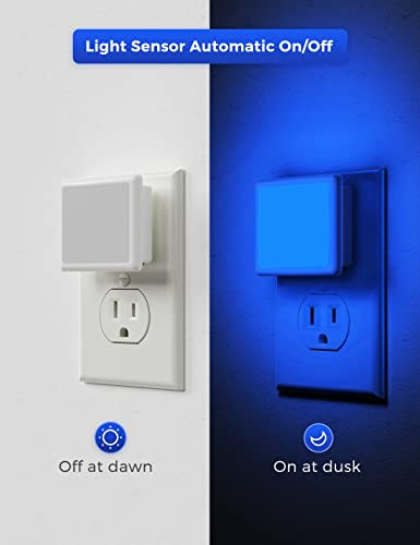 LOHAS Blue LED Night Lights, 4 Pack Dusk to Dawn Sensor Blue Plug into Wall Light for Kids, Blue Plug in Night Light, Auto On/Off Nightlight Ideal for Home Decor, Kid’s Room, Bedroom, Kitchen, Hallway