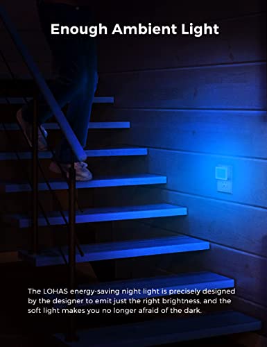 LOHAS Blue LED Night Lights, 4 Pack Dusk to Dawn Sensor Blue Plug into Wall Light for Kids, Blue Plug in Night Light, Auto On/Off Nightlight Ideal for Home Decor, Kid’s Room, Bedroom, Kitchen, Hallway