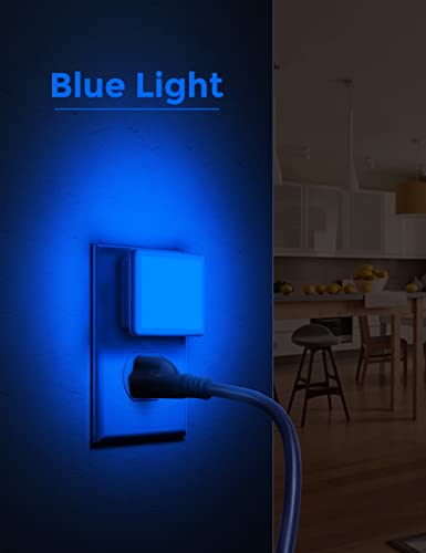 LOHAS Blue LED Night Lights, 4 Pack Dusk to Dawn Sensor Blue Plug into Wall Light for Kids, Blue Plug in Night Light, Auto On/Off Nightlight Ideal for Home Decor, Kid’s Room, Bedroom, Kitchen, Hallway