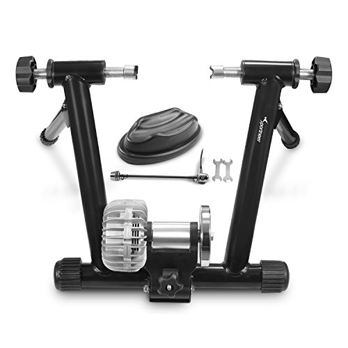 Sportneer Fluid Indoor Bike Trainer Stand - Indoor Riding Cycling Exercise Stationary Bicycle Stands Trainers with Noise Reduction Wheel for Road Bike Black 21.3 x 7.9 x 25.2"