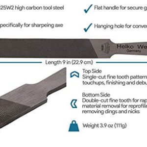 1844 Helko Werk Germany Dual Sided Axe Sharpening File - Axe Sharpener Metal File single-cut and cross-cut hand file (Compact File #22101)