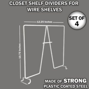 Evelots Wire Shelf Dividers-4 Pack-Closet Storage & Organization for Office/Pantry/Garage-Shelf Separator-Easy Clip-No Tool-Plastic Coated Steel