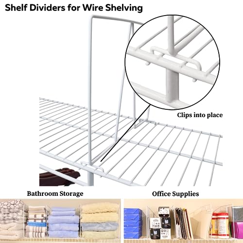 Evelots Wire Shelf Dividers-4 Pack-Closet Storage & Organization for Office/Pantry/Garage-Shelf Separator-Easy Clip-No Tool-Plastic Coated Steel