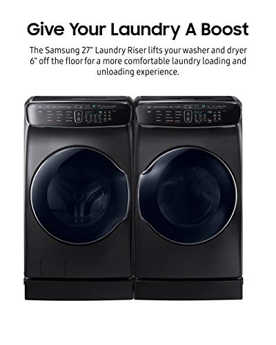 SAMSUNG 27” Wide Laundry Riser Pedestal Stand for 27” Wide Front Load Washer or Dryer, Lifts Machine 6”in Height, WE272NV/A3, Stainless Steel, Brushed Black