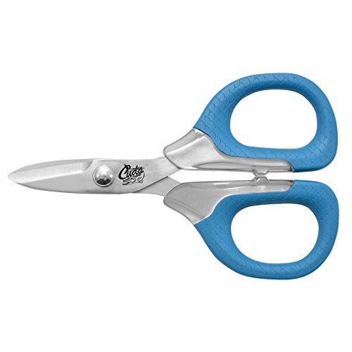 Cuda 5.5-Inch Titanium-Bonded Fishing Scissors for Braided Line & Mono Line with Micro Serrated Edges (18362), Blue