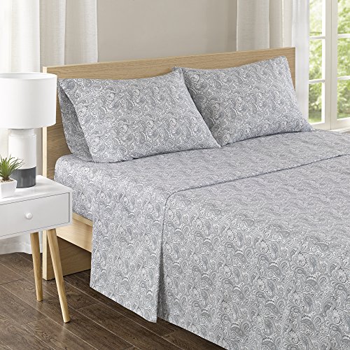 Comfort Spaces 100% Cotton Sheet Set Breathable, Lightweight, Soft with 14" Elastic Pocket Fits up to 16" Mattress, All Season Cozy Bedding, Matching Pillow Case, Cal King Paisley Multi 4 Piece