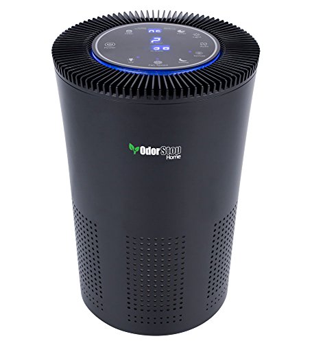 OdorStop OSAP5 HEPA Air Purifier for areas up to 1000 Sq Ft with H13 True HEPA Filter, Active Carbon, 5-Speed, Auto Mode, Sleep Mode, Child Lock, and Timer - Black