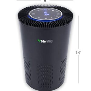 OdorStop OSAP5 HEPA Air Purifier for areas up to 1000 Sq Ft with H13 True HEPA Filter, Active Carbon, 5-Speed, Auto Mode, Sleep Mode, Child Lock, and Timer - Black