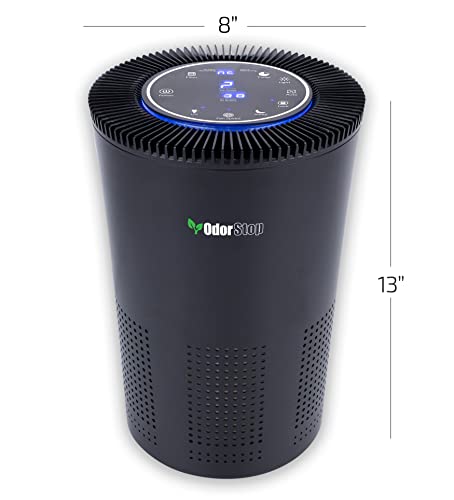 OdorStop OSAP5 HEPA Air Purifier for areas up to 1000 Sq Ft with H13 True HEPA Filter, Active Carbon, 5-Speed, Auto Mode, Sleep Mode, Child Lock, and Timer - Black