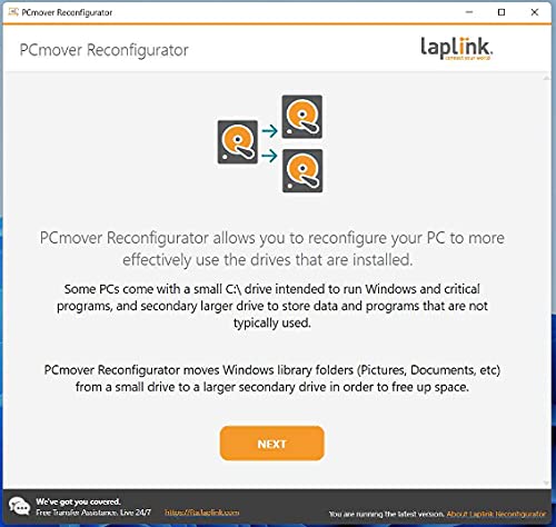 Laplink PCmover Ultimate 11 | Moves your Applications, Files and Settings from an Old PC to a New PC | Includes Optional Ethernet Cable | 1 Use