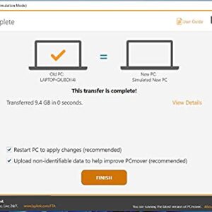 Laplink PCmover Ultimate 11 | Moves your Applications, Files and Settings from an Old PC to a New PC | Includes Optional Ethernet Cable | 1 Use