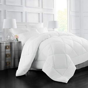 italian luxury king/cal king comforter 2100 series goose down alternative bed comforters soft, machine washable blanket, all-season bedding diamond baffle stitched duvet insert white