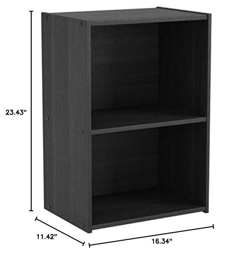 IRIS USA 2-Tier Wood Storage Shelf, Black