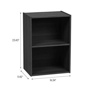 IRIS USA 2-Tier Wood Storage Shelf, Black