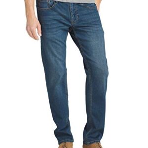 IZOD Men's Comfort Stretch Straight Fit Jean, Mavericks Blue, 34x32