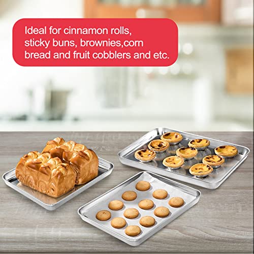 Baking Sheet, Zacfton Stainless Steel Cookie Sheet Baking Pan Tray for Toaster Oven Size 9 x 7 x 1 Inch, Non Toxic & Healthy,Superior Mirror Finish & Easy Clean, Dishwasher Safe