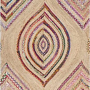 SAFAVIEH Cape Cod Collection Accent Rug - 4' x 6', Natural & Multi, Handmade Boho Braided Jute, Ideal for High Traffic Areas in Entryway, Living Room, Bedroom (CAP605A)