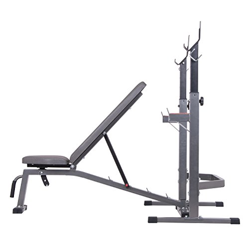 Body Champ Olympic Weight Bench with Squat Rack Included, Two Piece Set, Workout Bench, Versatile Strength Training Equipment for Home Gym, PRO3900, Grey