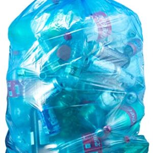 Recycling Trash Bags, 33 Gallon, (100 Bags w/Ties) 33"W x 39"H, Large Blue Garbage Bags, 1.2 Mil (Blue)