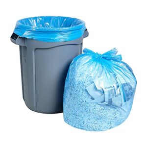 Recycling Trash Bags, 33 Gallon, (100 Bags w/Ties) 33"W x 39"H, Large Blue Garbage Bags, 1.2 Mil (Blue)