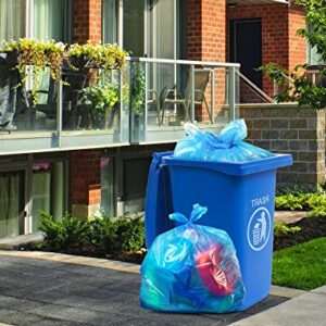 Recycling Trash Bags, 33 Gallon, (100 Bags w/Ties) 33"W x 39"H, Large Blue Garbage Bags, 1.2 Mil (Blue)