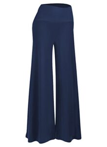 arolina women's stretchy wide leg palazzo lounge pants casual comfy high waist palazzo pants navy blue