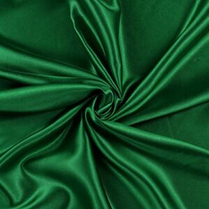 MDS Pack of 5 Yard Charmeuse Bridal Solid Satin Fabric for Wedding Dress Fashion Crafts Costumes Decorations Silky Satin 44”- Green