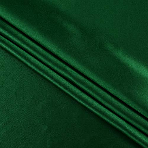 MDS Pack of 5 Yard Charmeuse Bridal Solid Satin Fabric for Wedding Dress Fashion Crafts Costumes Decorations Silky Satin 44”- Green