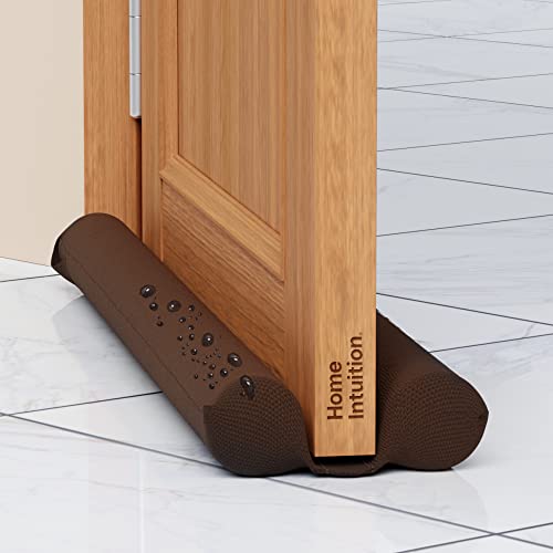 Home Intuition 36 inch Twin Door Draft Stopper for Bottom of Doors Weather Stripping, Brown