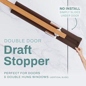 Home Intuition 36 inch Twin Door Draft Stopper for Bottom of Doors Weather Stripping, Brown