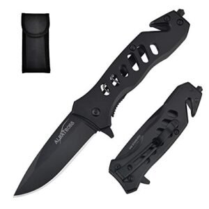 albatross edc cool sharp tactical folding pocket knife,speedsafe spring assisted opening knifes with liner lock,pocketclip,glass breaker,seatbelt cutter