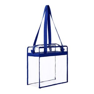 BAGAIL Clear bags Stadium Approved Clear Tote Bag with Zipper Closure Crossbody Messenger Shoulder Bag with Adjustable Strap(12 Inch X 12 Inch X 6 Inch,RoyalBlue)