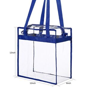 BAGAIL Clear bags Stadium Approved Clear Tote Bag with Zipper Closure Crossbody Messenger Shoulder Bag with Adjustable Strap(12 Inch X 12 Inch X 6 Inch,RoyalBlue)