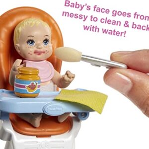 Barbie Skipper Babysitters Inc Dolls & Accessories, Set with Skipper Doll, Color-Change Baby Doll, High Chair & Crib