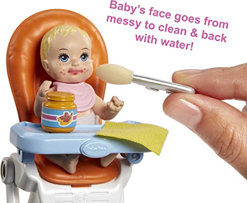 Barbie Skipper Babysitters Inc Dolls & Accessories, Set with Skipper Doll, Color-Change Baby Doll, High Chair & Crib