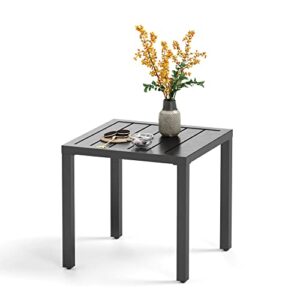 phi villa indoor outdoor small metal square side/end table, patio coffee bistro table, black