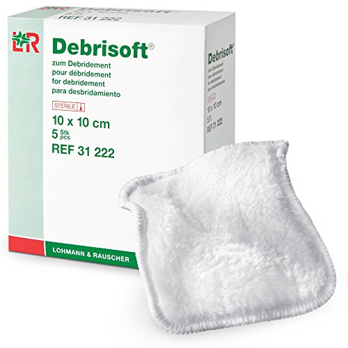 Lohmann & Rauscher Debrisoft Debridement Pads, Wound Bed Preparation Pads, 100% Unbleached Monofilament Polyester, Box of 5, 4" x 4"