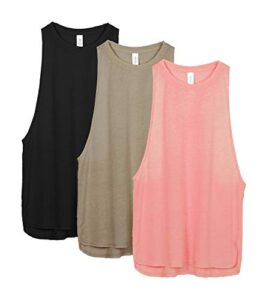 icyzone workout tank tops for women - running muscle tank sport exercise gym yoga tops athletic shirts(pack of 3)(xl,black/beige/pale blush)