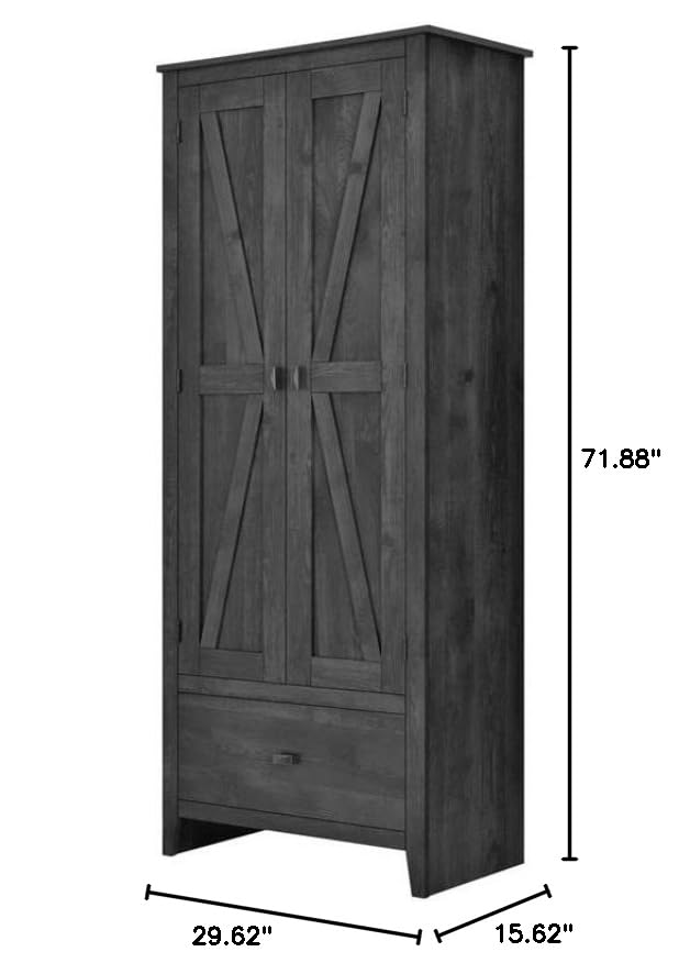 Ameriwood Home Farmington Wide Storage Cabinet, 30", Rustic Gray