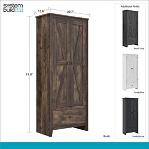 Ameriwood Home Farmington Wide Storage Cabinet, 30", Rustic Gray