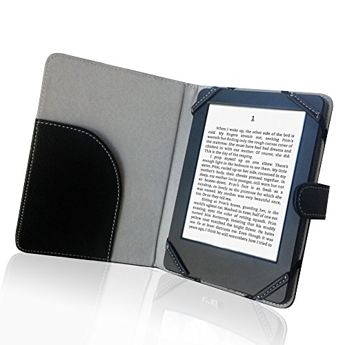 ENJOY-UNIQUE Book Style Litch Pu Leather Case Cover for 6" ebook Reader Case Cover for Sony/kobo/Pocketbook/Nook/tolino 6inch ebook Reader (Black)