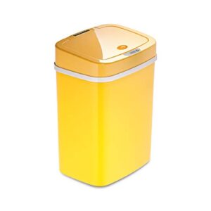 ninestars dzt-12-5yl bedroom or bathroom automatic touchless infrared motion sensor trash can, 3 gal 12 l, abs plastic (rectangular, yellow) trashcan